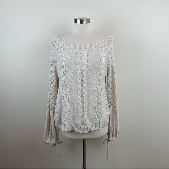 Fobya | Sweaters | Fobya Cream Tan Crochet Knit Bohemian Cottagecore ...